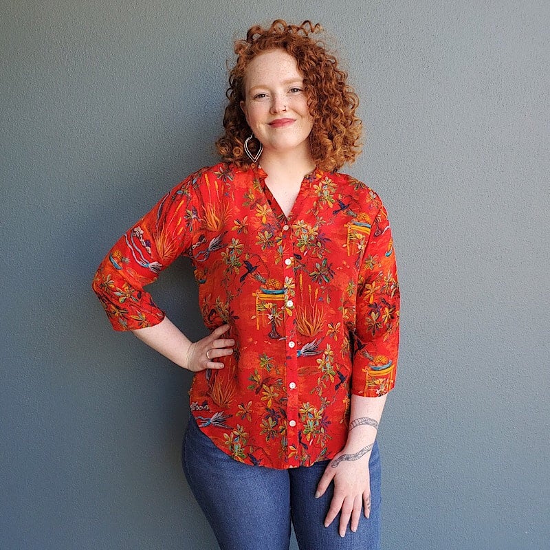 APNY Print Mandarin Collar Blouse in Kim Osgood's "A Wish" 544P-KO ...